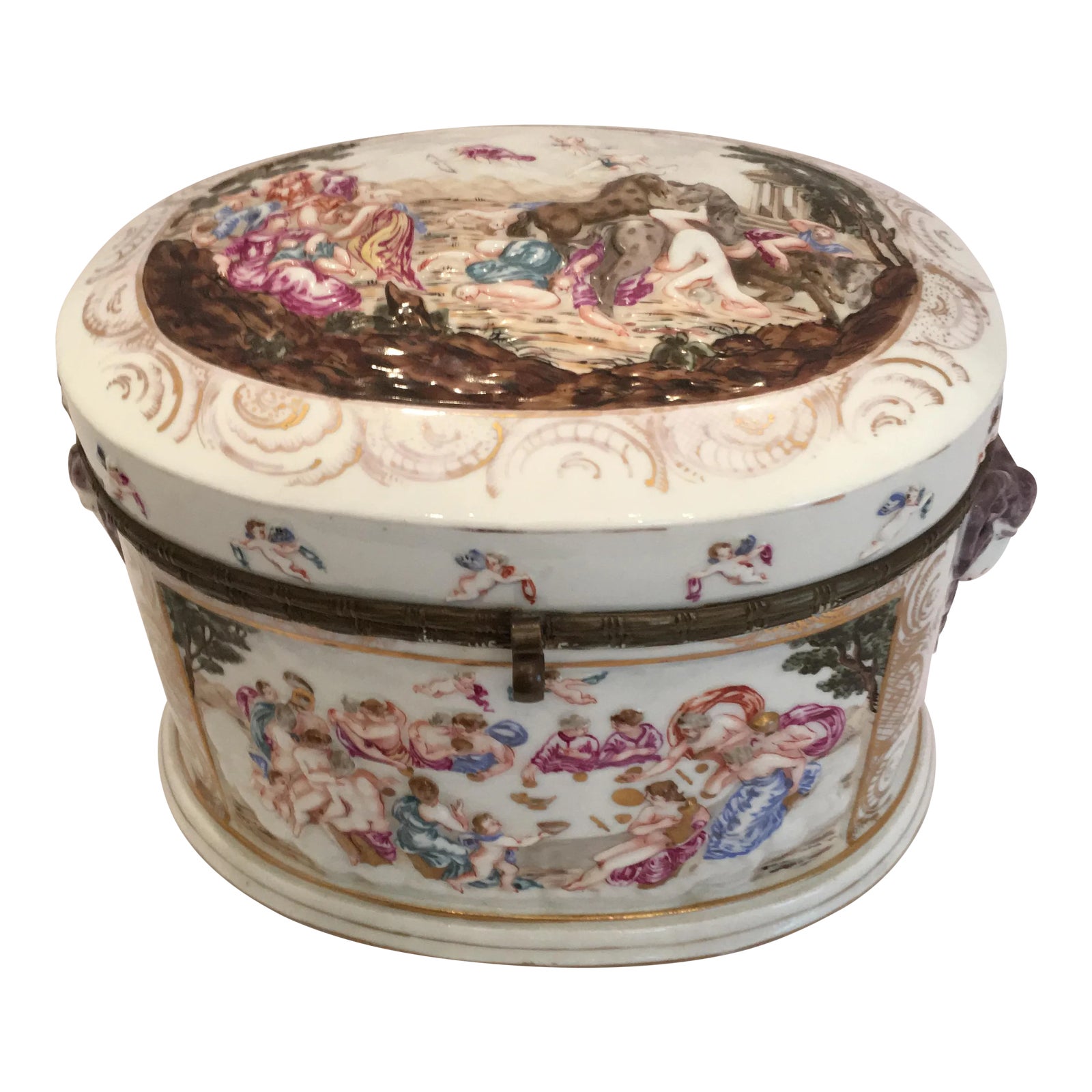 Capodimonte Ram's Heads Vanity Box | Chairish