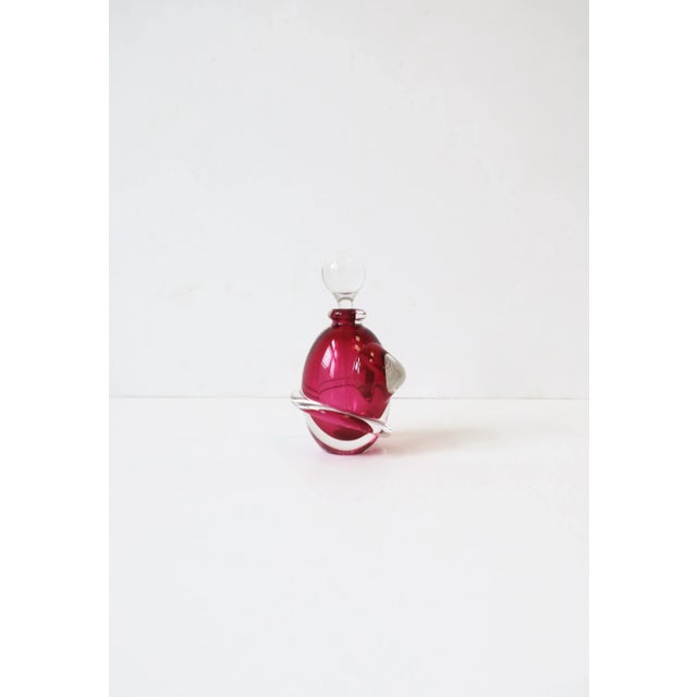 Red Raspberry Art Glass Signed Perfume Vanity Bottle | Chairish