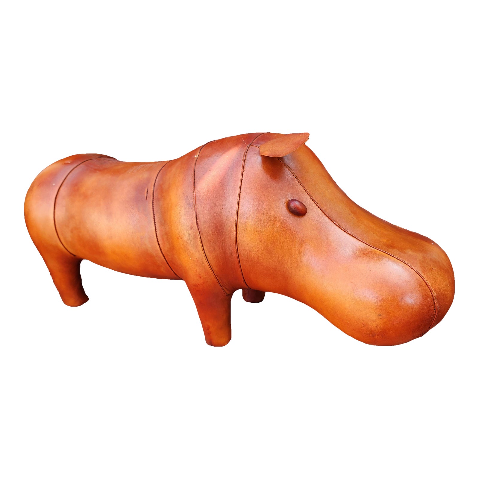 1960s Large Liberty London Omersa Style Leather Hippo Foot Stool | Chairish
