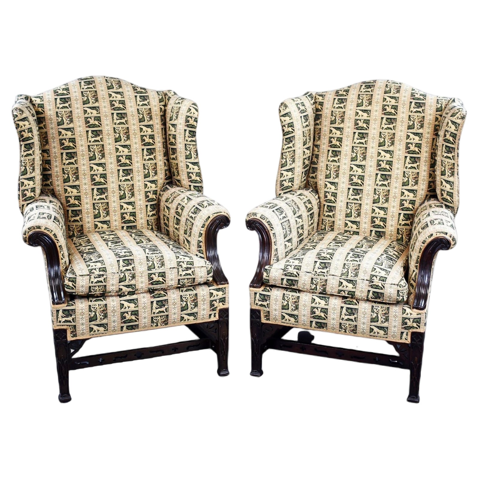 Set of Victorian Wing Back Lounge Chairs, 1880 | Chairish