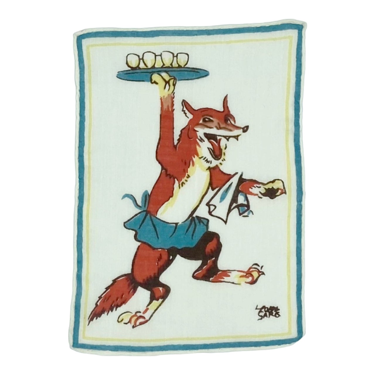 Vintage Tony Sarg Cocktail Napkin Fox Waiter Animal Linen Barware ...