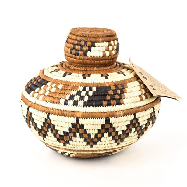 South African Contemporary Lidded Basket | Chairish