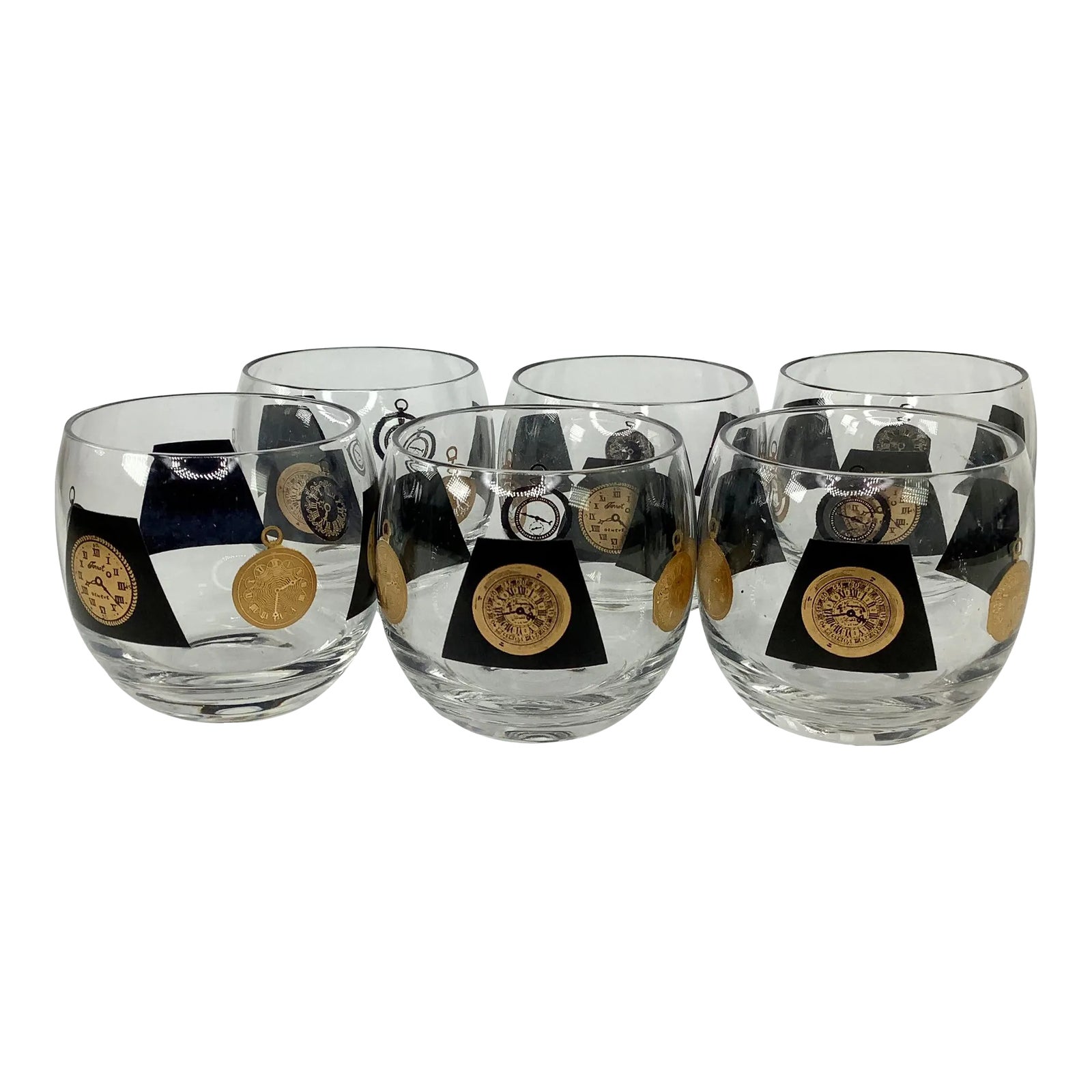 Vintage Roly Poly Cocktail Glasses With Black and Gold Watches and ...