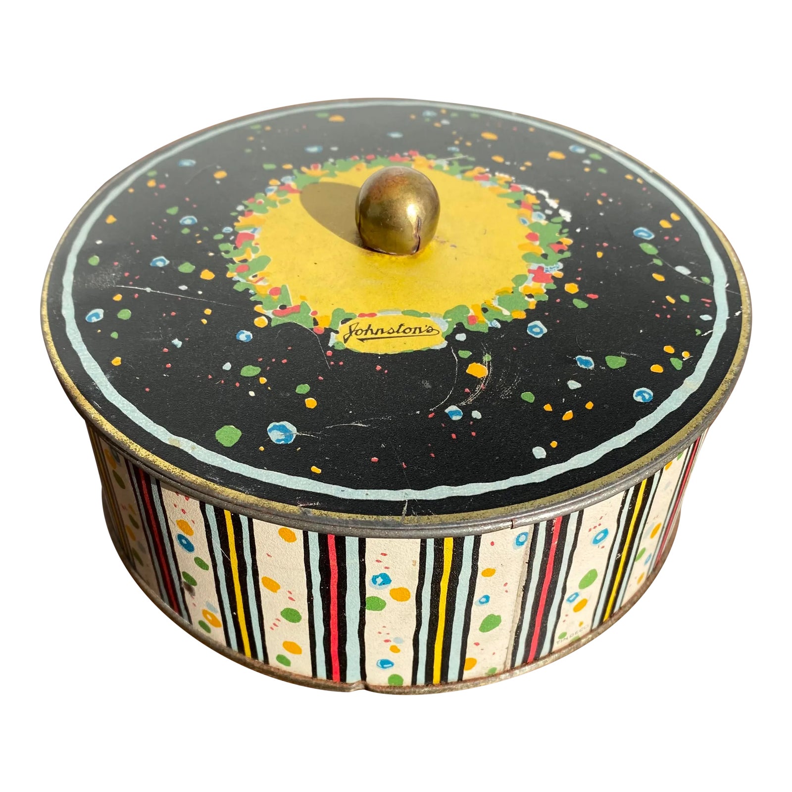 Mid 20th Century Johnston’s Lidded Chocolate Tin | Chairish