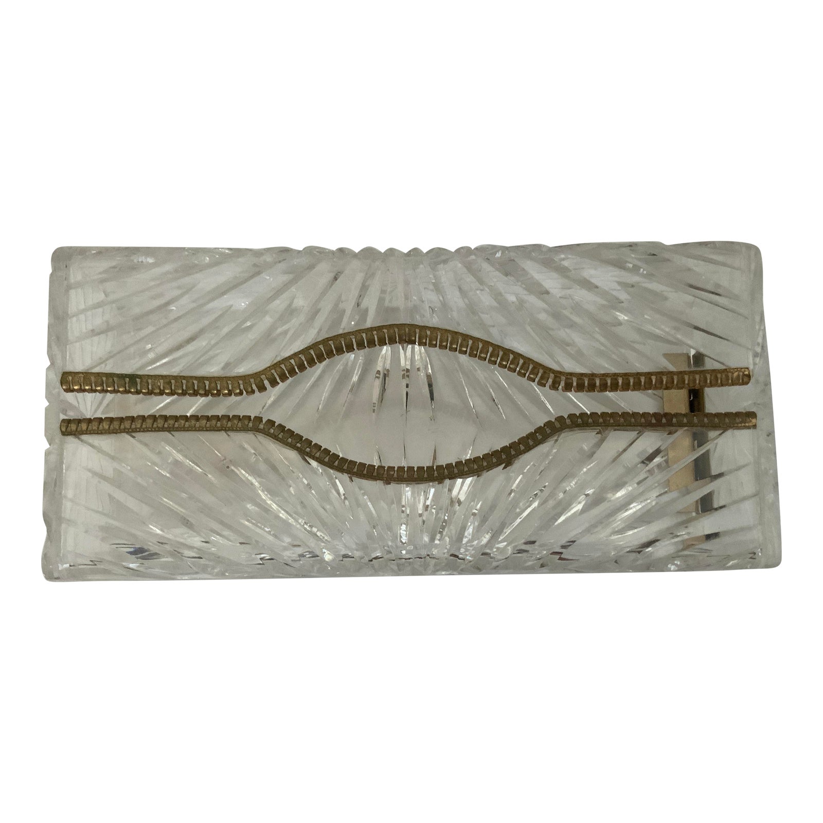Vintage Lucite Tissue Box With Brass Embellishment by Wilardy | Chairish
