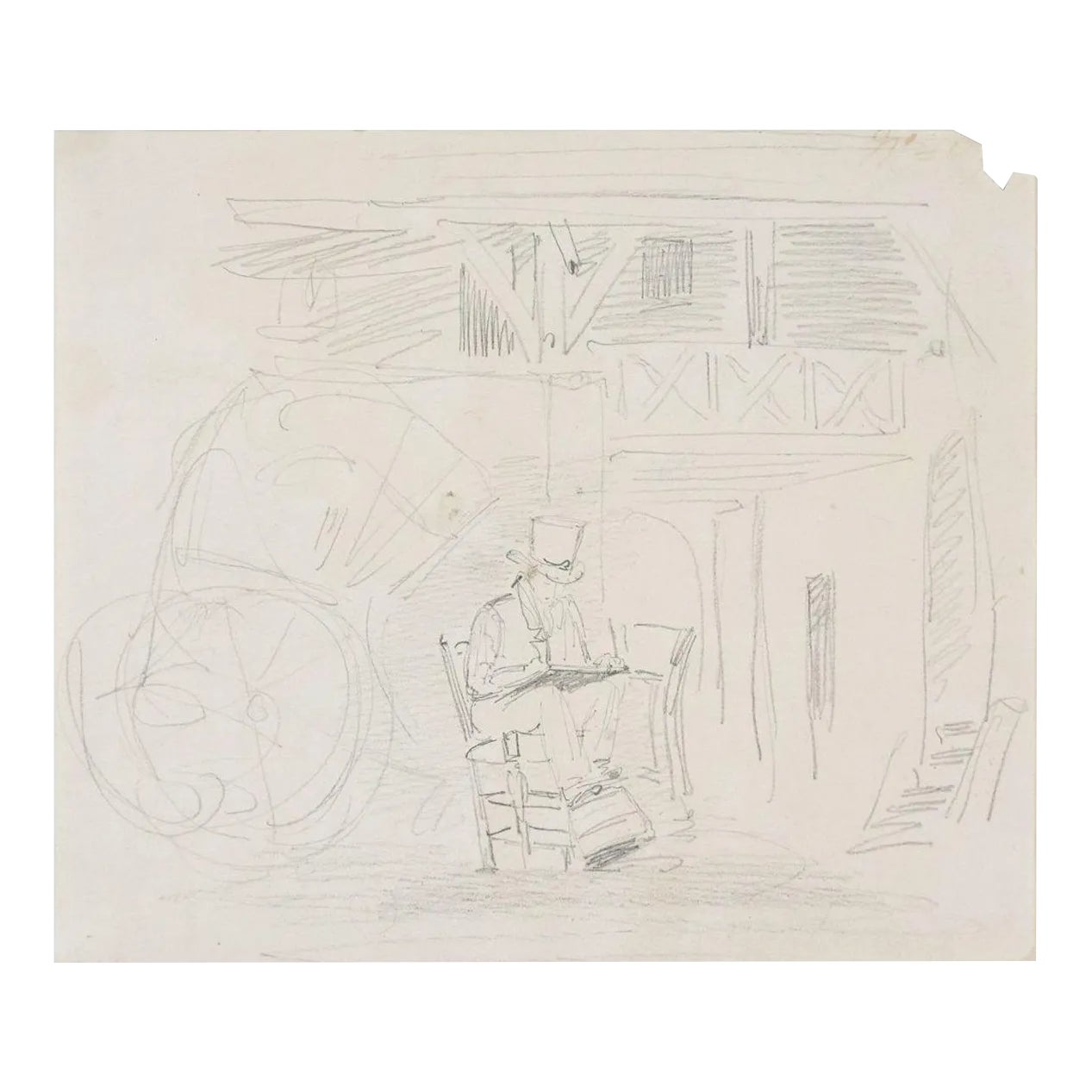 Drawing Artist - Original Pencil Drawing by L.E. Adan - Early 1900 ...