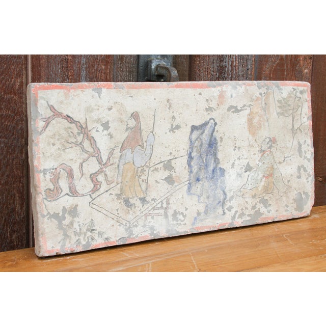 Hand-Painted Liao Dynasty Style Mural Tile | Chairish