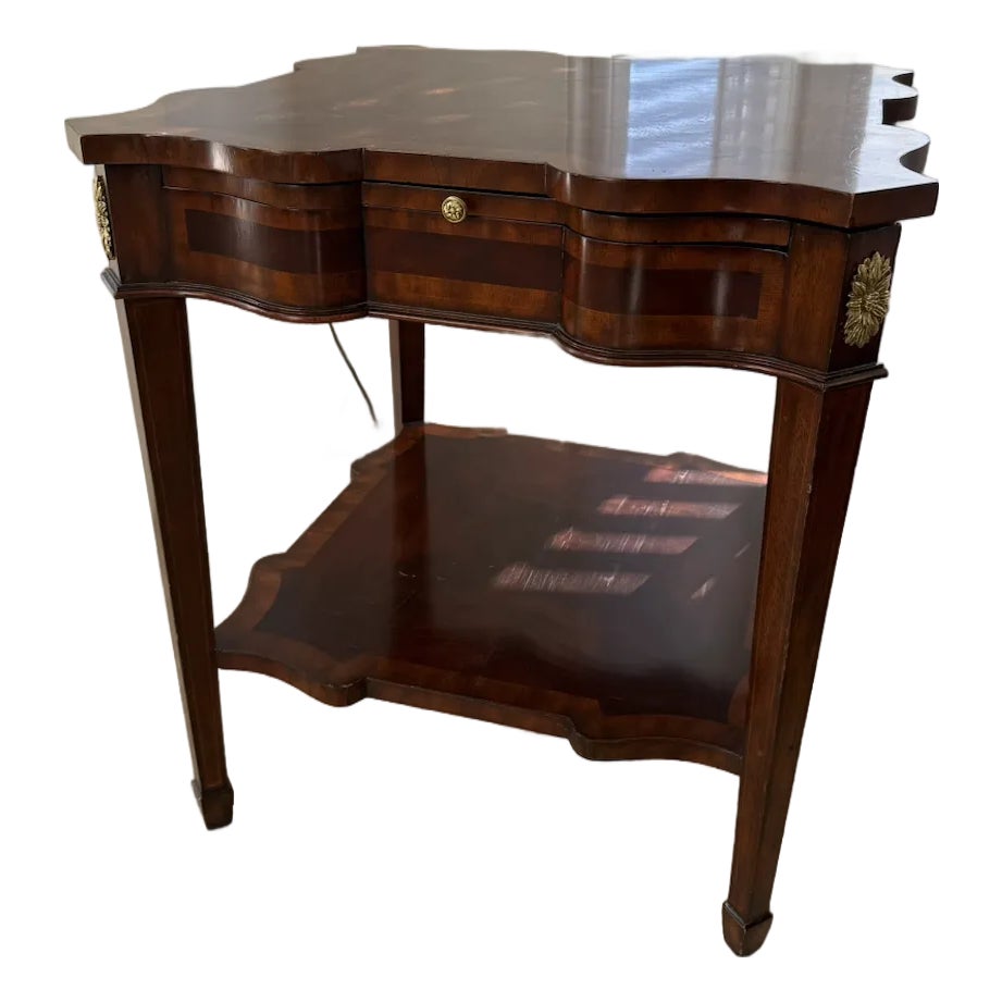 Vintage Regency Mahogany Side Table With Leather Inset Pull Out Trays ...