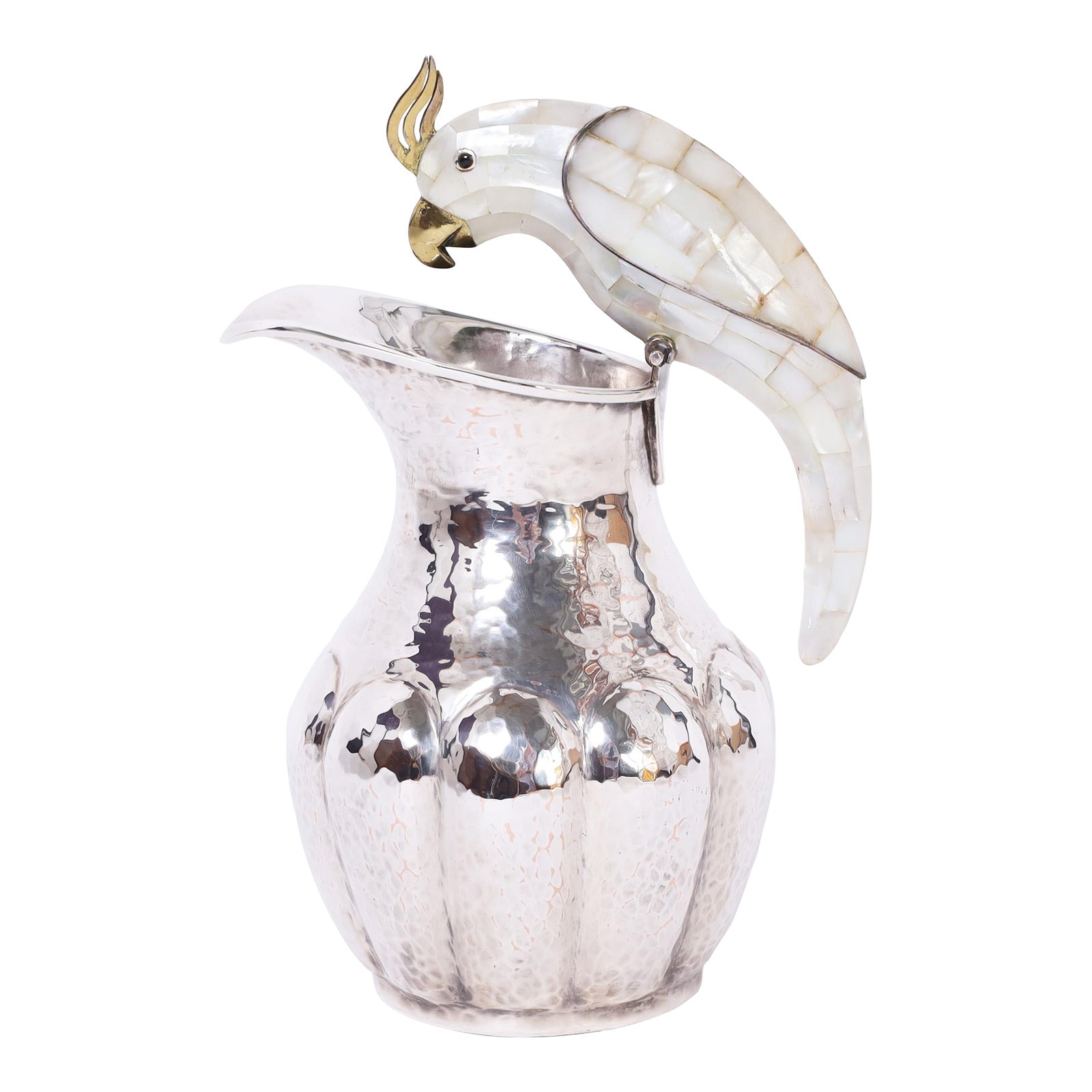 Vintage Silver on Copper Pitcher With Bird in the Style of Los Castillo ...