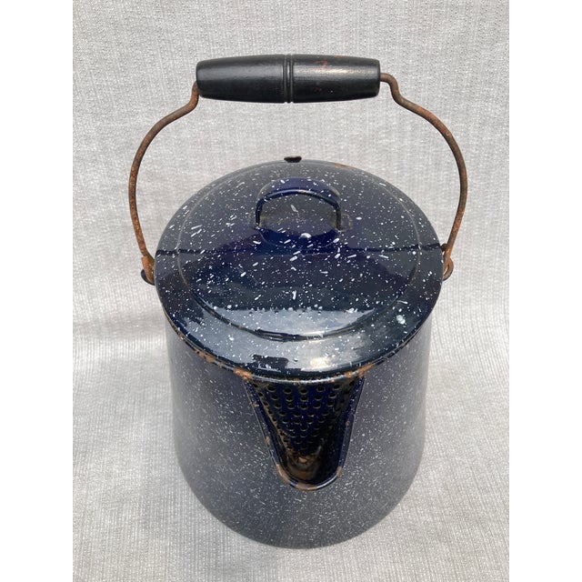 Antique Enamel Cowboy Kettle | Chairish