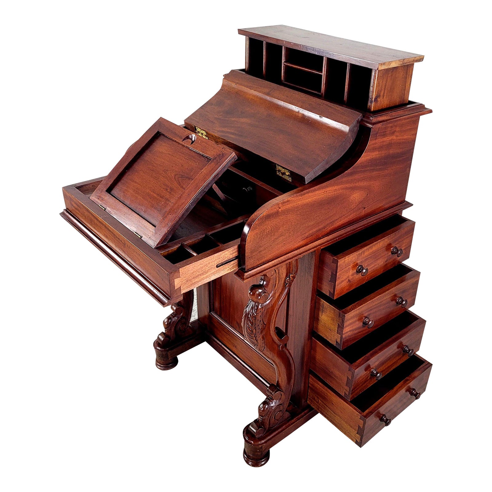 Late 19th / Early 20th Century Carved Mahogany Davenport Captain's Desk ...
