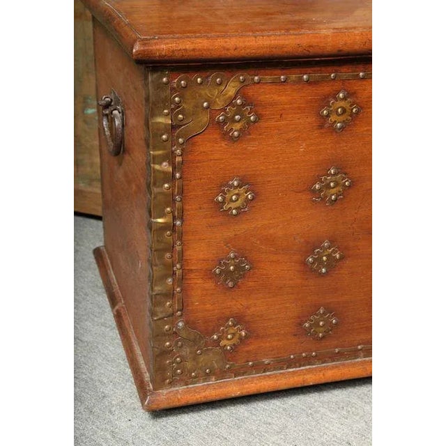 Large Dutch Colonial Style Late 19th Century Teak Trunk With Brass ...
