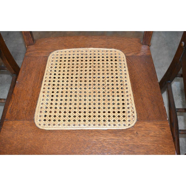 Vintage Mid Century Oak Pressback Cain Chairs - Set of 5 | Chairish