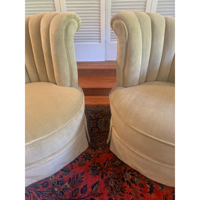 1930s French Art Deco Hollywood Regency Channel Back Lounge Chairs - a ...