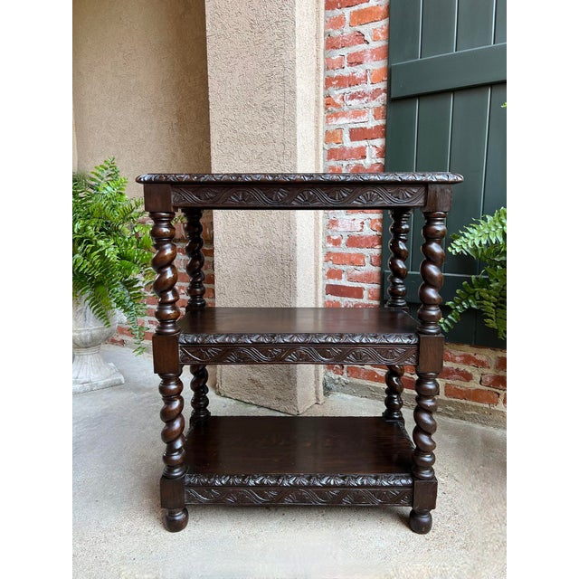 Antique French Carved Oak Server Sideboard Barley Twist Bookcase ...