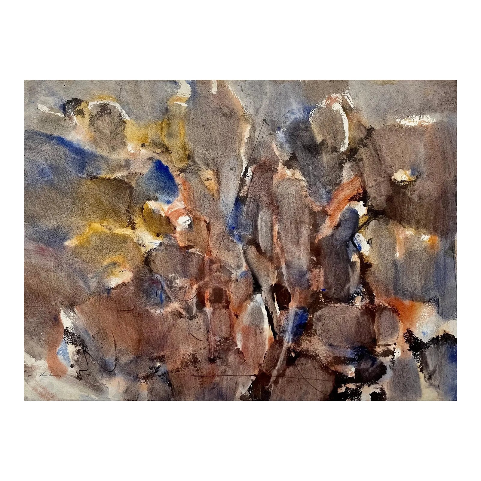 Pawel Kontny Large Modernist Abstract Expressionist Watercolor Painting ...