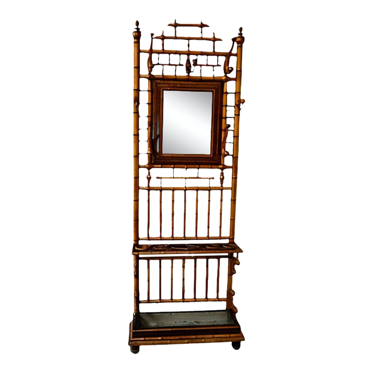 French Victorian Faux Bamboo Hall Stand | Chairish