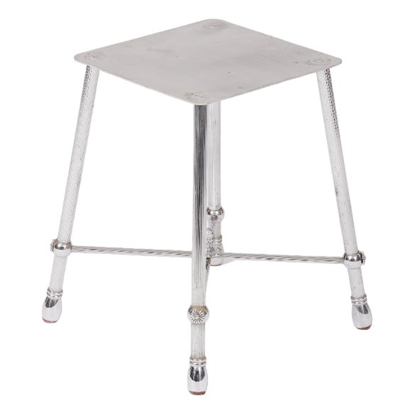 Silver Metal Square Stool | Chairish