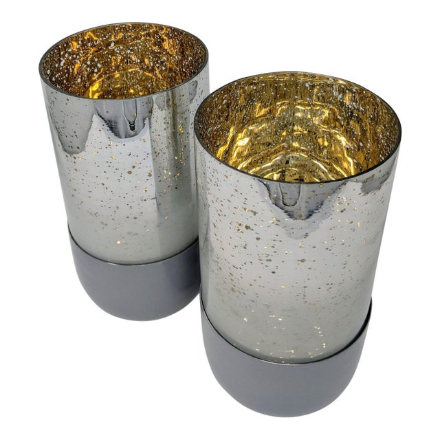Mid-Century Inspired Silver Mirrored Mercury Glass Vase or Candle ...