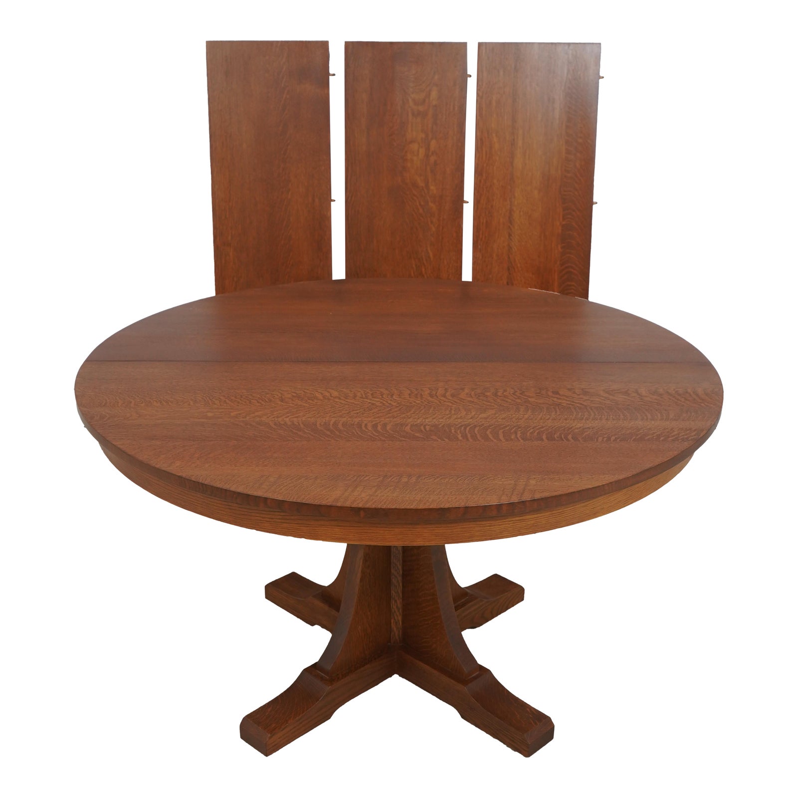 Stickley Oak Mission Style Round Dining Table | Chairish