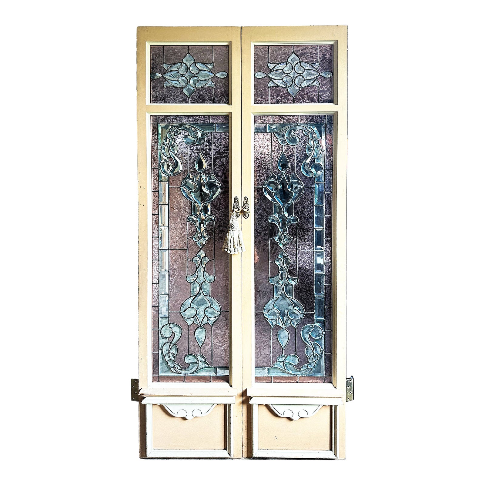 Doors-Shutters With Beveled and Stained Glass Panels | Chairish