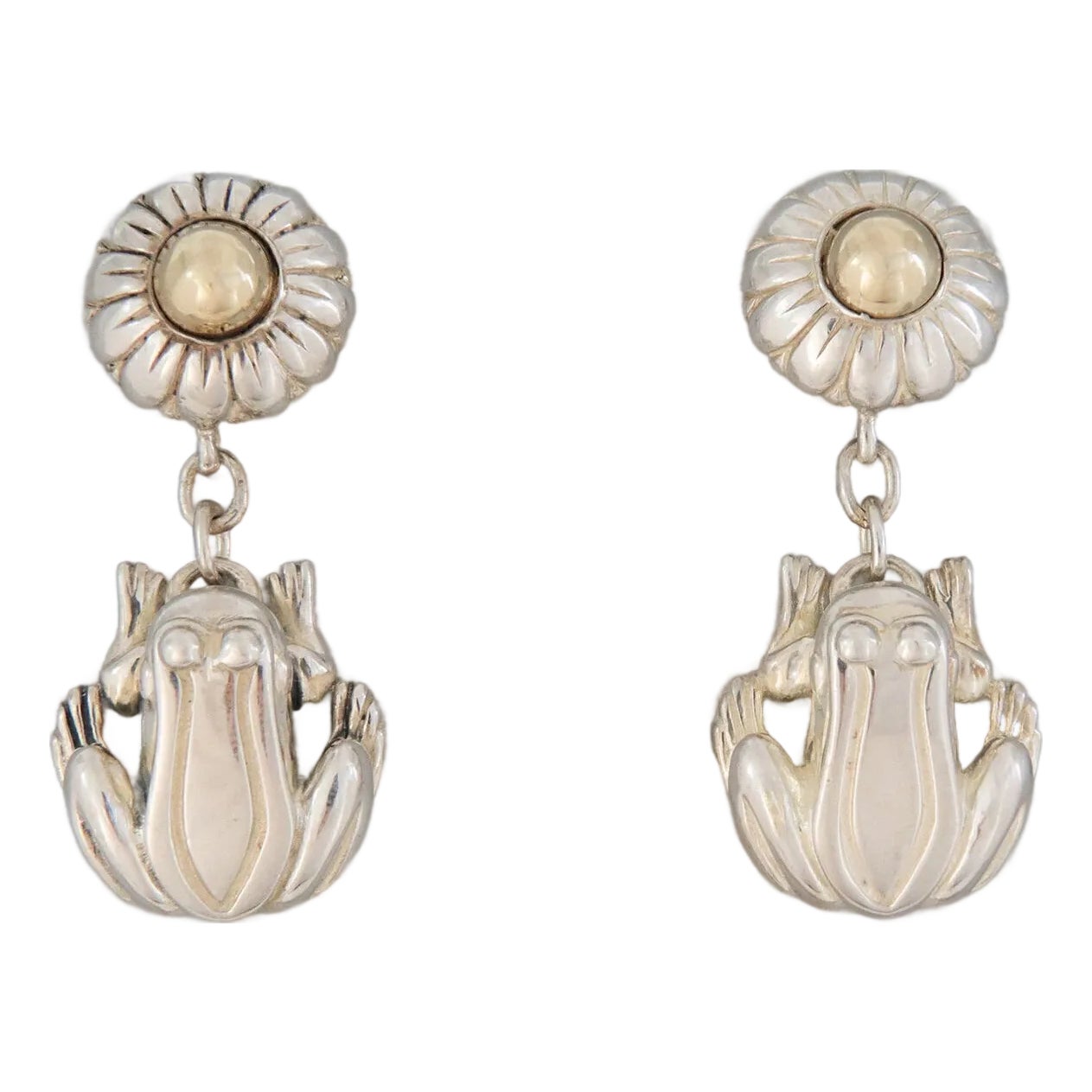 12872 - Kieselstein Cord Sterling Silver 14k Yellow Gold Frog Dangle ...