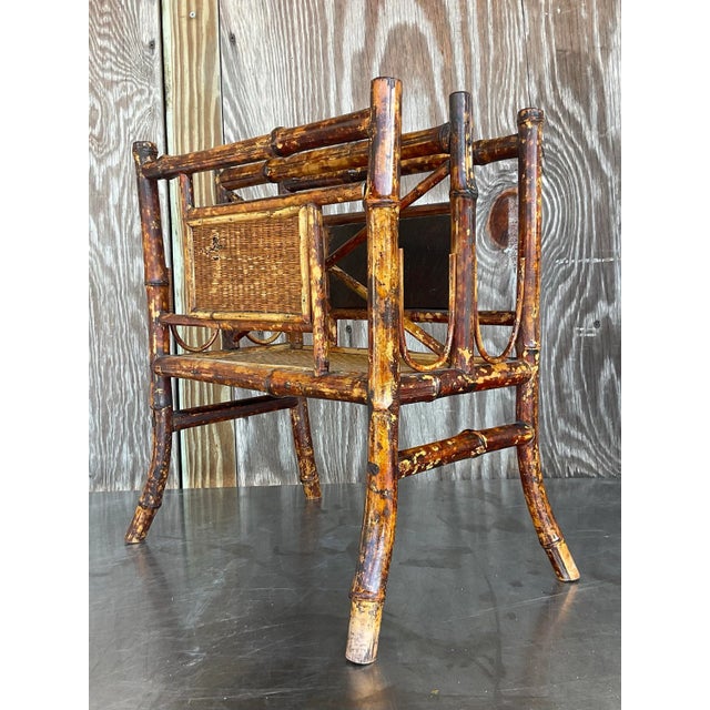 Vintage Coastal Tortoise Shell Finish Magazine Rack | Chairish