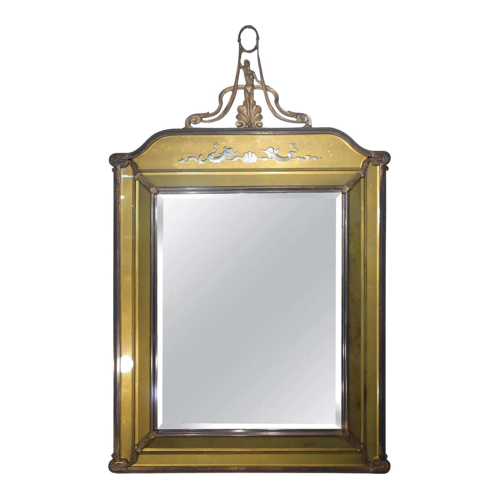 19th Century Italian Liberty Style Metal and Glass Facet Mirror Circa ...