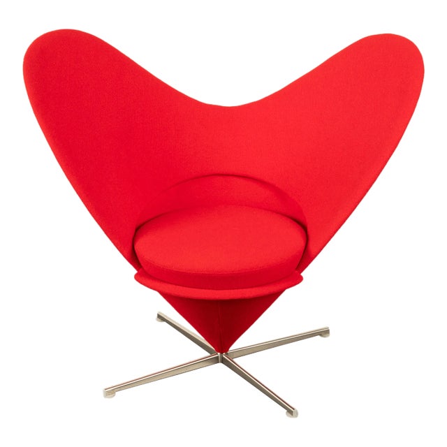 Mid Century Modern Red Heart Cone Chair Verner Panton for Vitra | Chairish