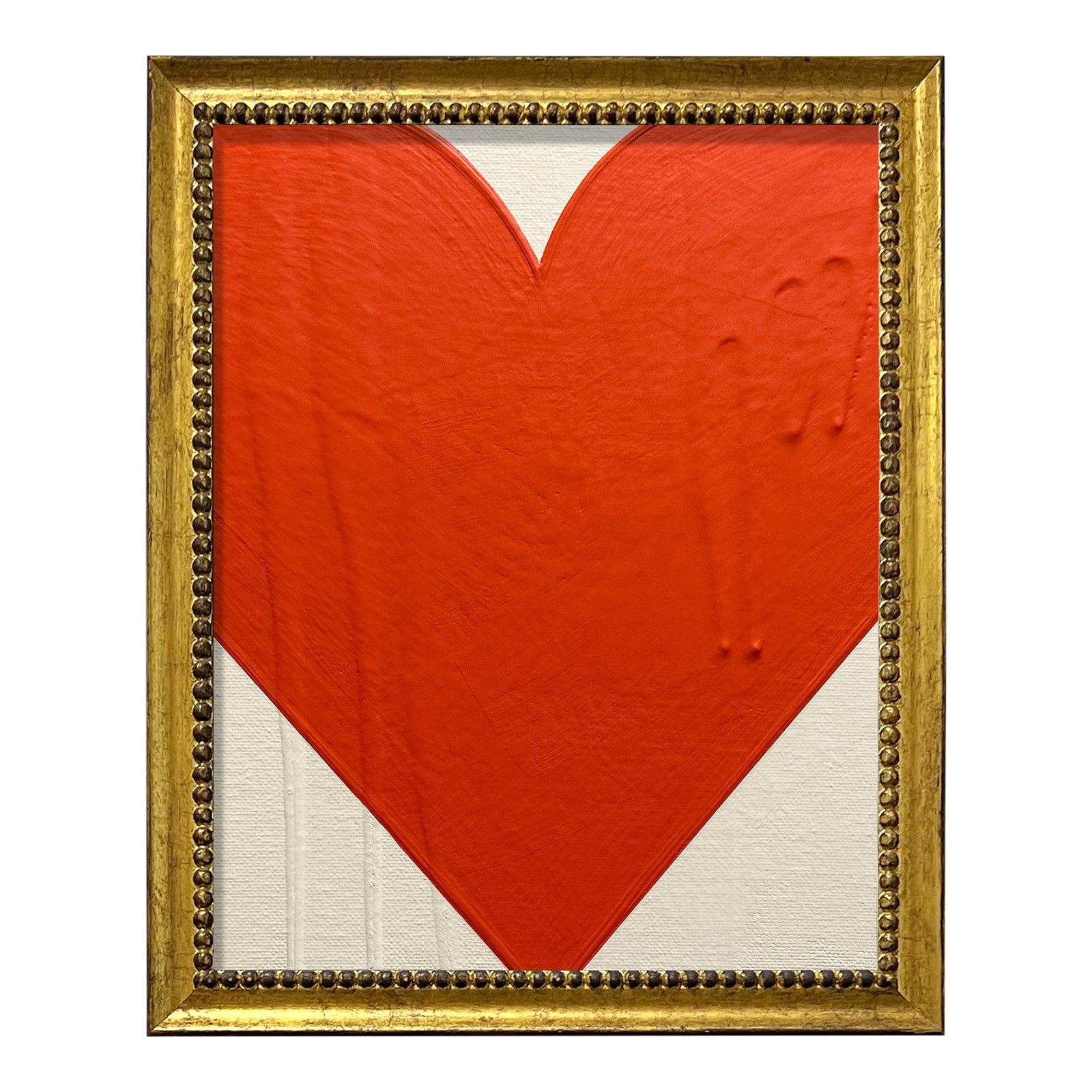 Ron Giusti Mini Heart Orange Cream Acrylic Painting | Chairish