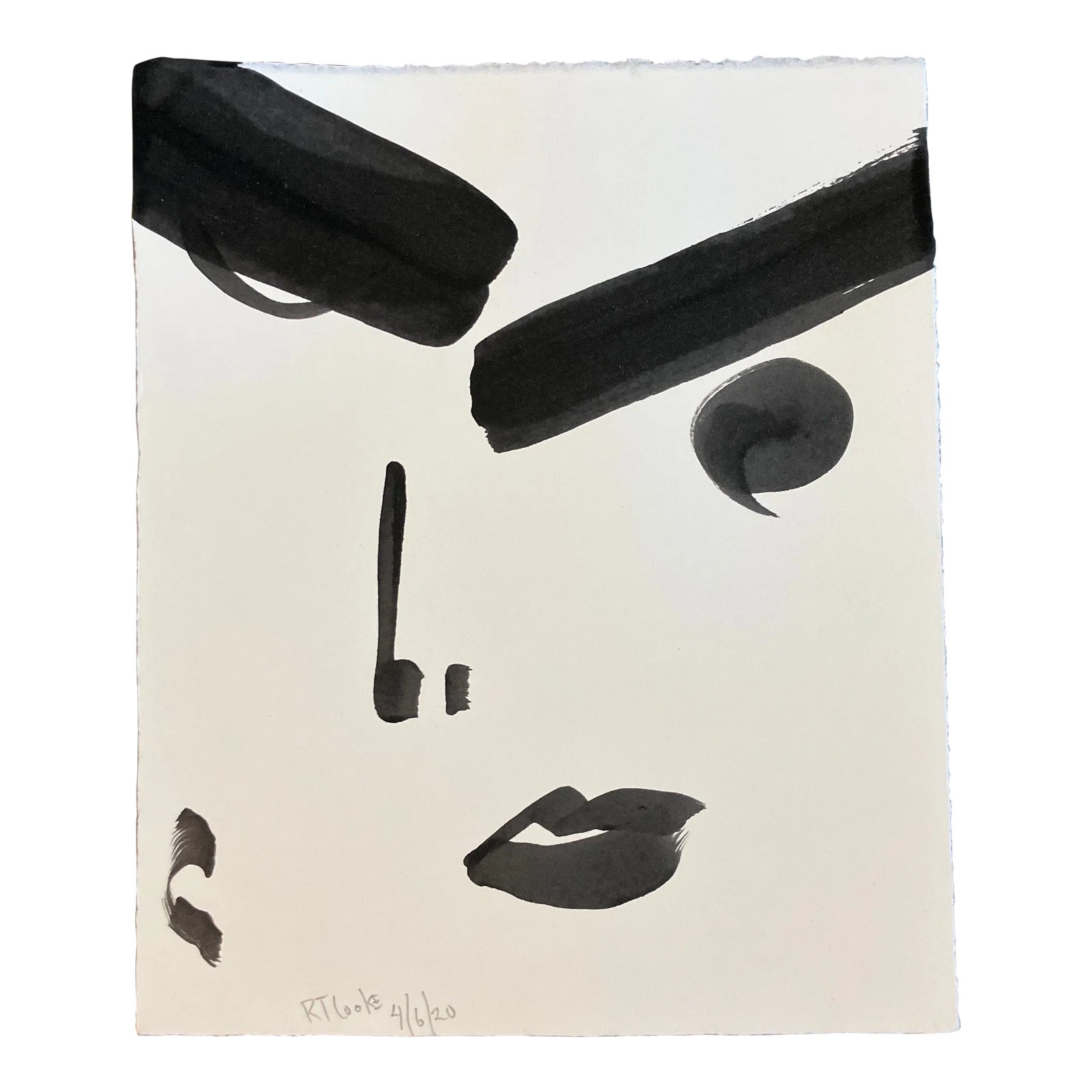 Contemporary Original Robert Cooke Abstract Face Painting | Chairish