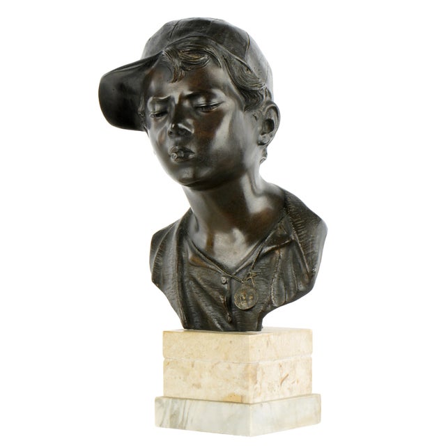 Giovanni De Martino Bronze Bust of Young 'Scugnizzo' Boy | Chairish