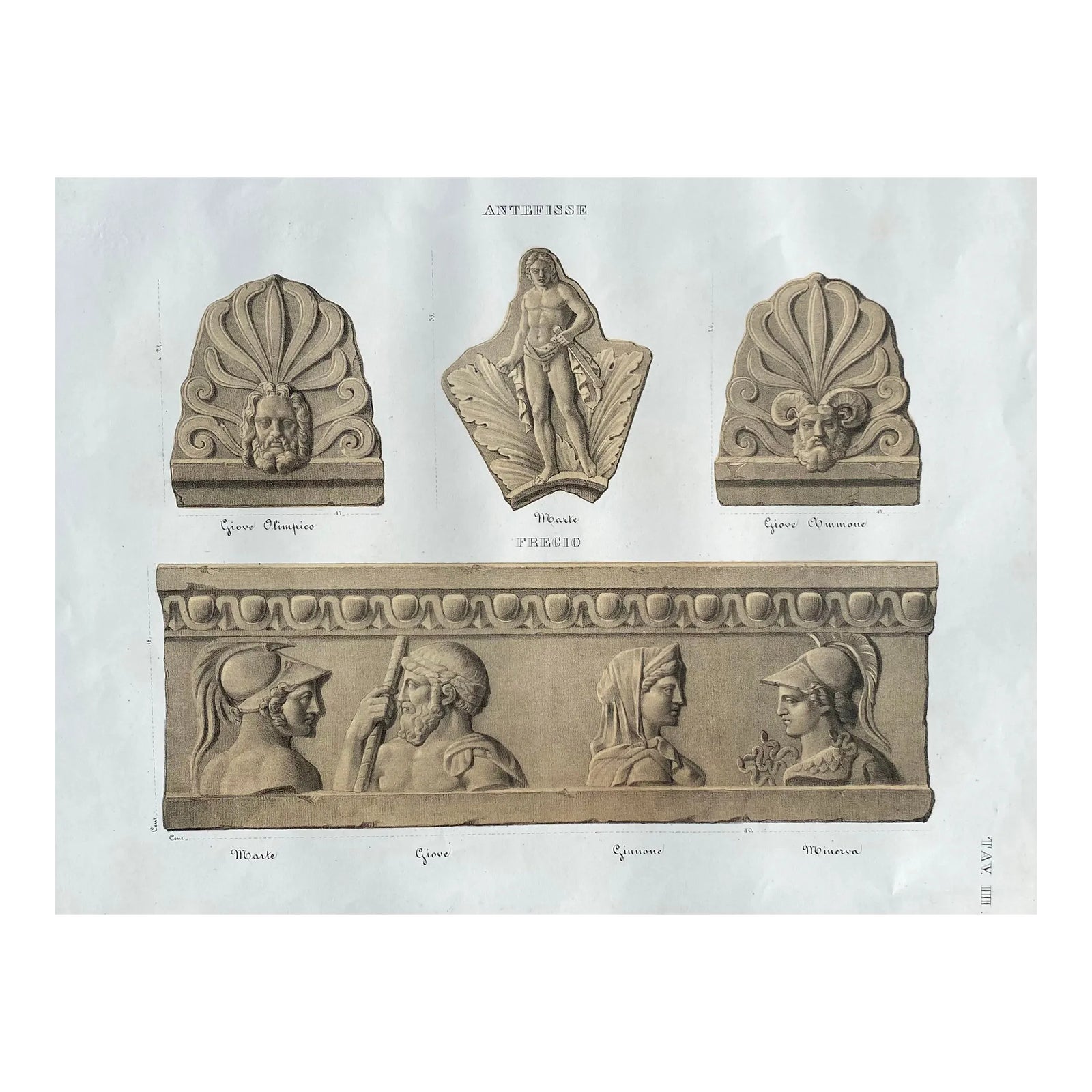 1852 Antique Mythological Architectural Print | Chairish