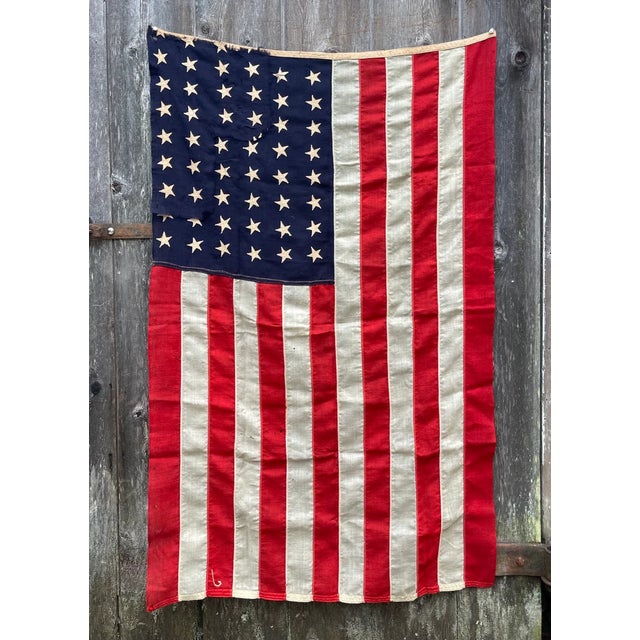 1920s Hand Stitched 48 Star American Flag with Sewn Stars | Chairish