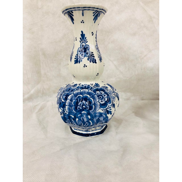 Vintage Delft Floral Pattern Vase | Chairish