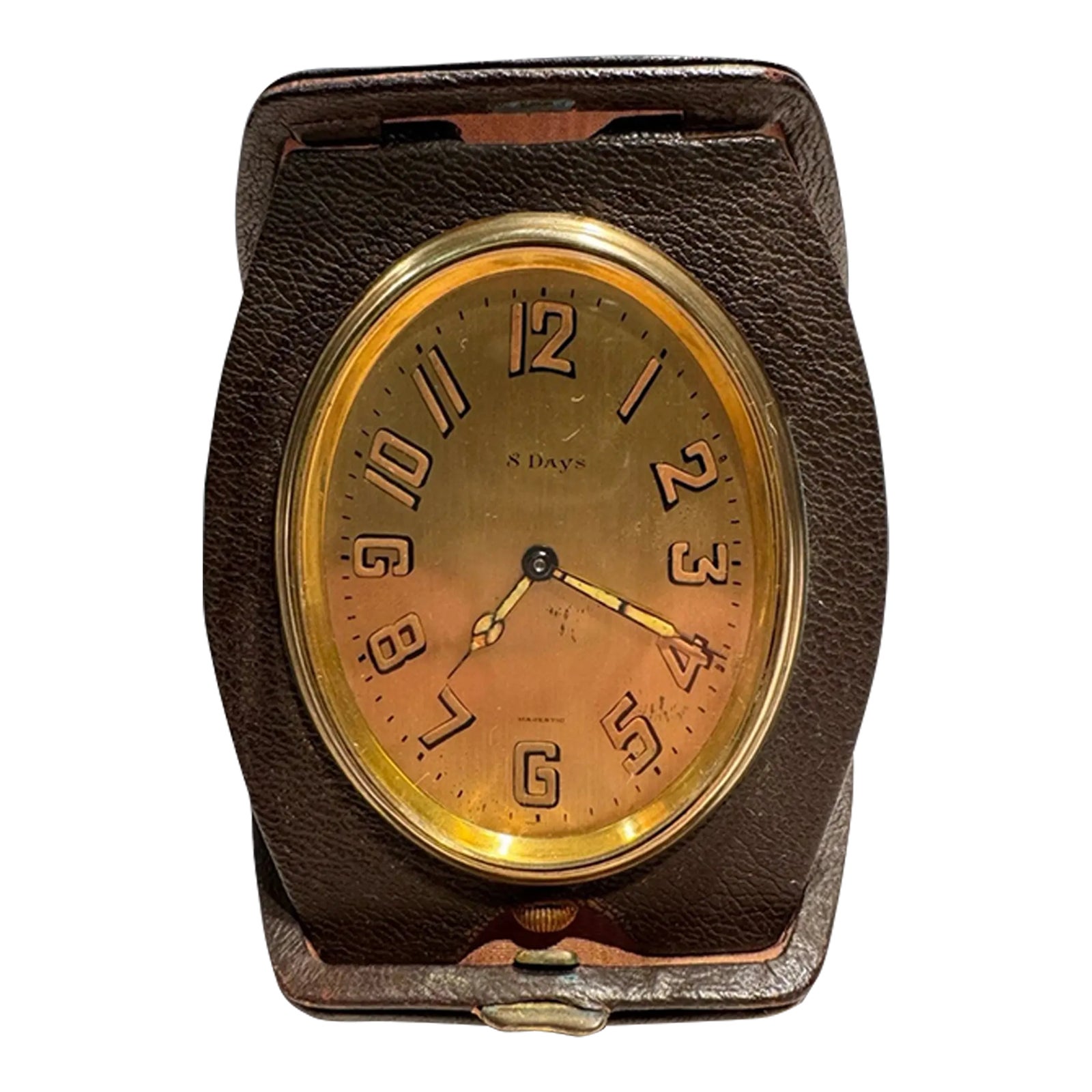 Antique Swiss Art Deco Travel or Desk Clock by Majestic | Chairish