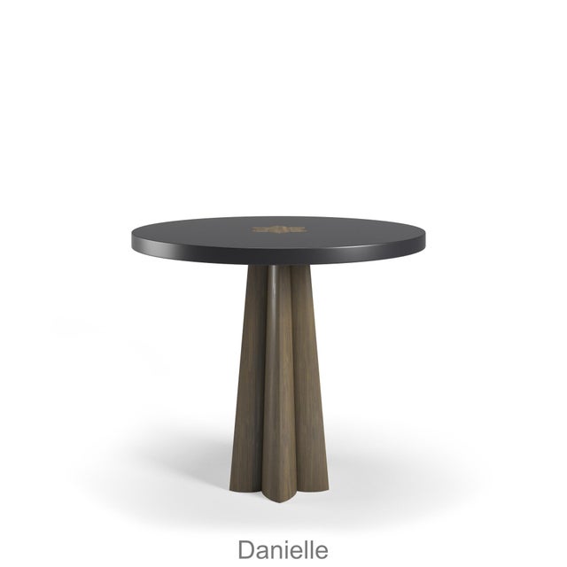 Danielle Side Table - Smoked Wood Oak - Black Iron | Chairish