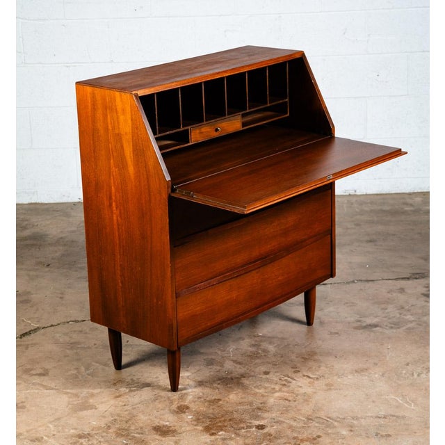 1960s Mid Century Danish Modern Walnut Drop Surface Office 3 Drawer ...