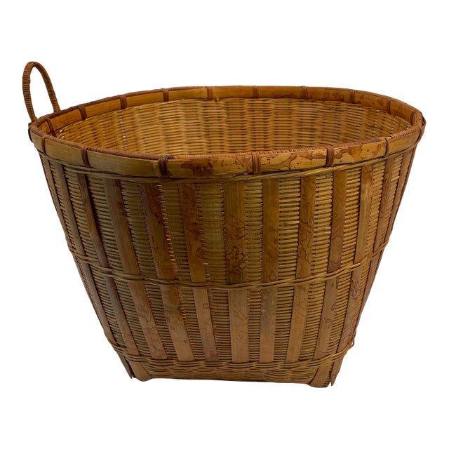 Vintage Chinese One Handled Basket | Chairish