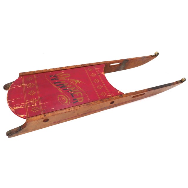 Antique American Victorian Childs "Winner" Wood Racing Style Snow Sled ...
