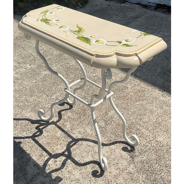 Vintage Coastal Glazed Ceramic Lemon Console Table | Chairish