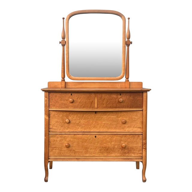 Antique Late 19th Century Birds Eye Maple Victorian Vanity Dresser ...