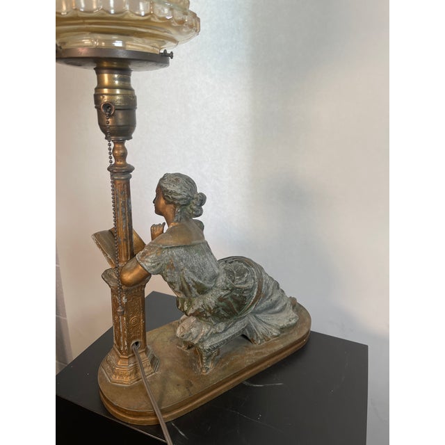 1920s Figural Lady Lounging Reading Book Library Lamp | Chairish