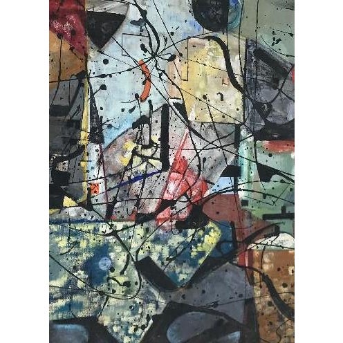 Mid Century Modern Abstract Expressionist Oil on Canvas by Listed ...