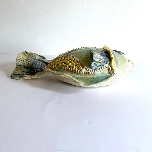 Vintage Handmade Studio Pottery Fish Puffy Textural Colorful Coastal ...