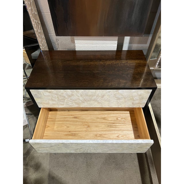 Bernhardt Dark Wood and Capiz Shell Nightstand | Chairish