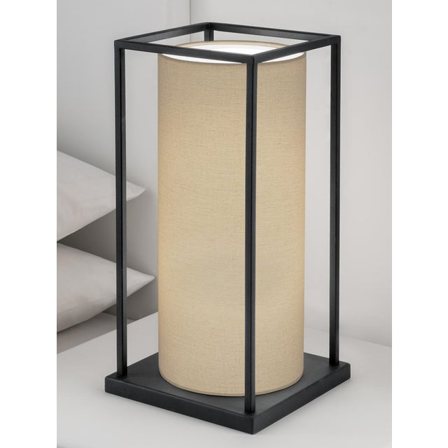 Box Textured Black Table Lamp | Chairish