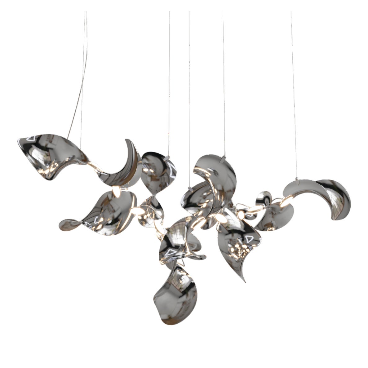 Dune 12 Cluster Chandelier with Silver Hand Polished Shades by Daniel ...