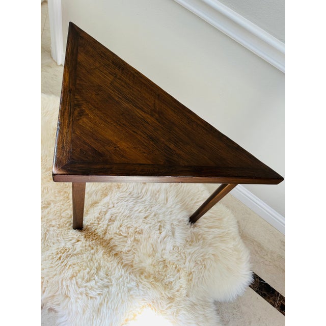 Vintage Oak Triangular Side Table, Desk or Sofa Table | Chairish