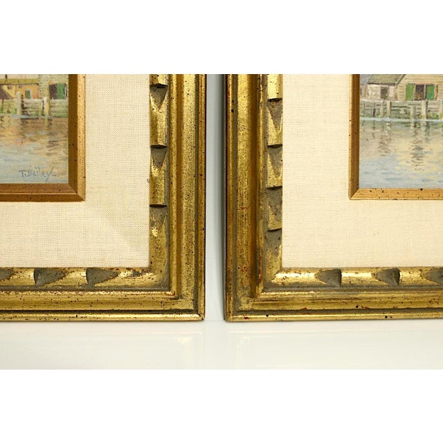 Historical New England Plein Air Harbour Oil Paintings Signed T. Bailey ...